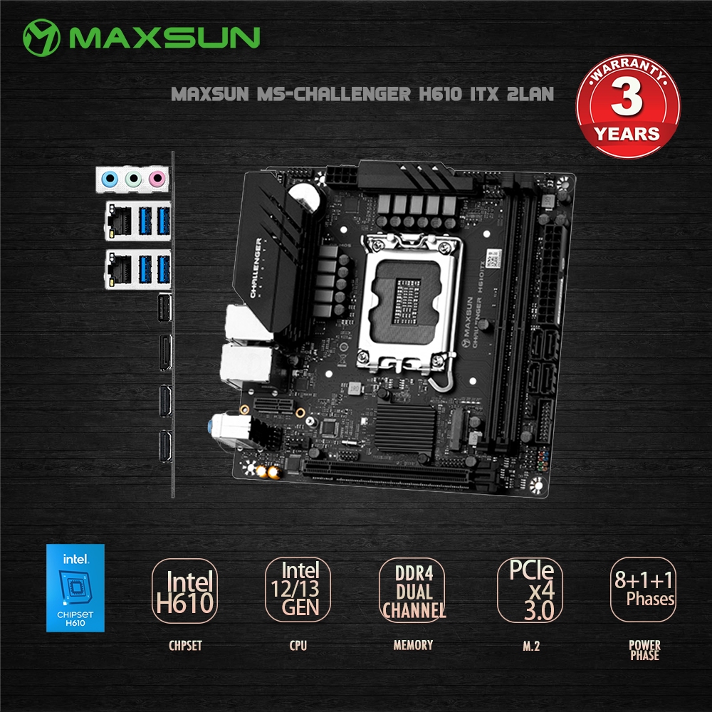 MAXSUN MS-Challenger H610 ITX 2LAN | Shopee Malaysia