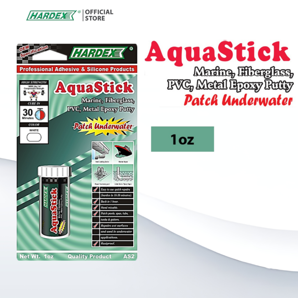 HARDEX AquaStick Patch Underwater Marine Fiberglass PVC Metal Epoxy ...