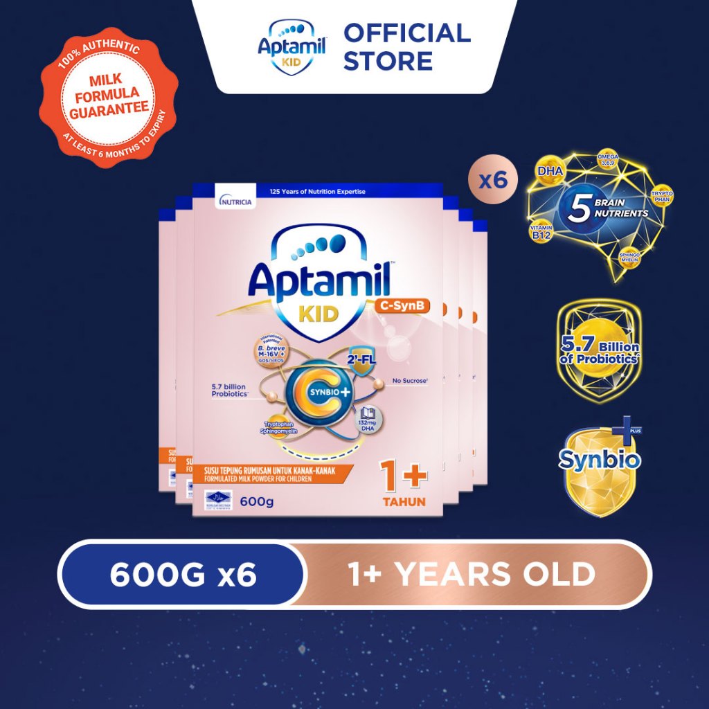 Aptamil KID C-SynB Growing Up Formula 1+ Years (600g x 6) (Susu, Milk ...