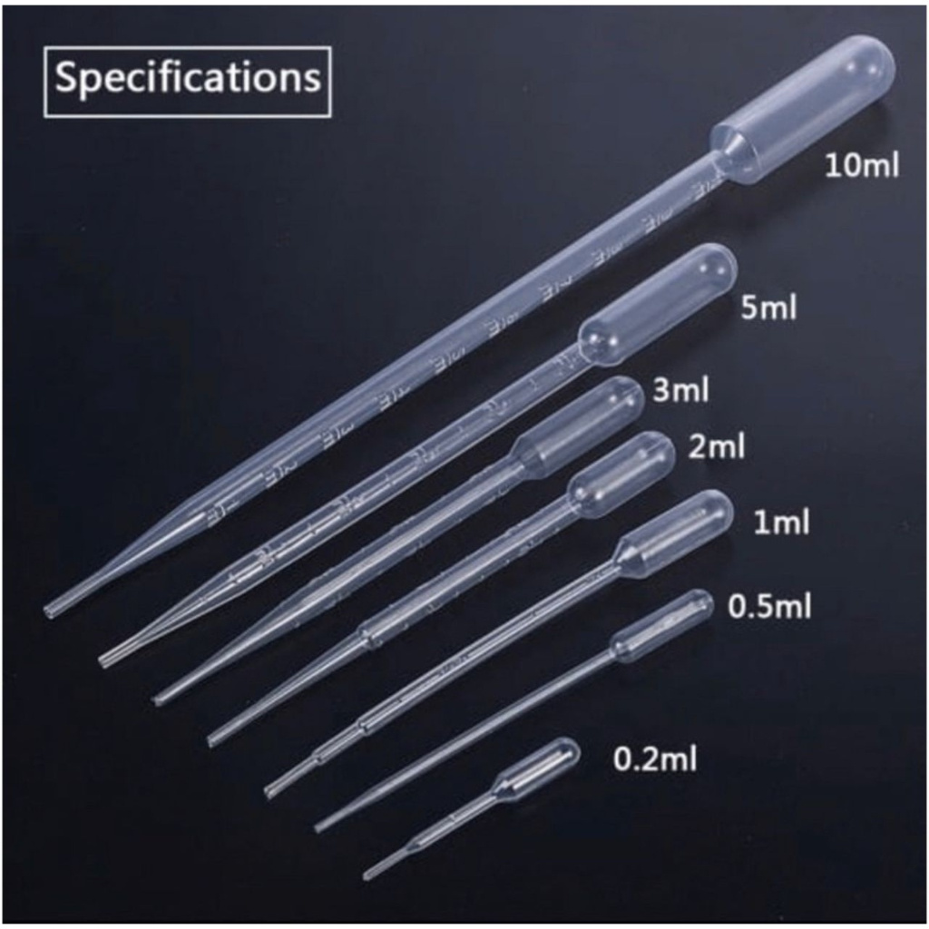 6 Size Disposable Plastic Pasteur Droppers Laboratory Transfer Pipettes ...