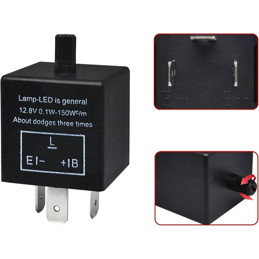 STAR ICON 3 Pins Adjustable Turn Signal Relay - Flasher Relay for Led ...