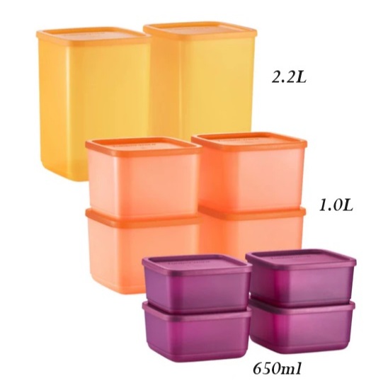 Tupperware So Fresh Square Set / Medium Square 1L / 1.8L / Square 650ml ...