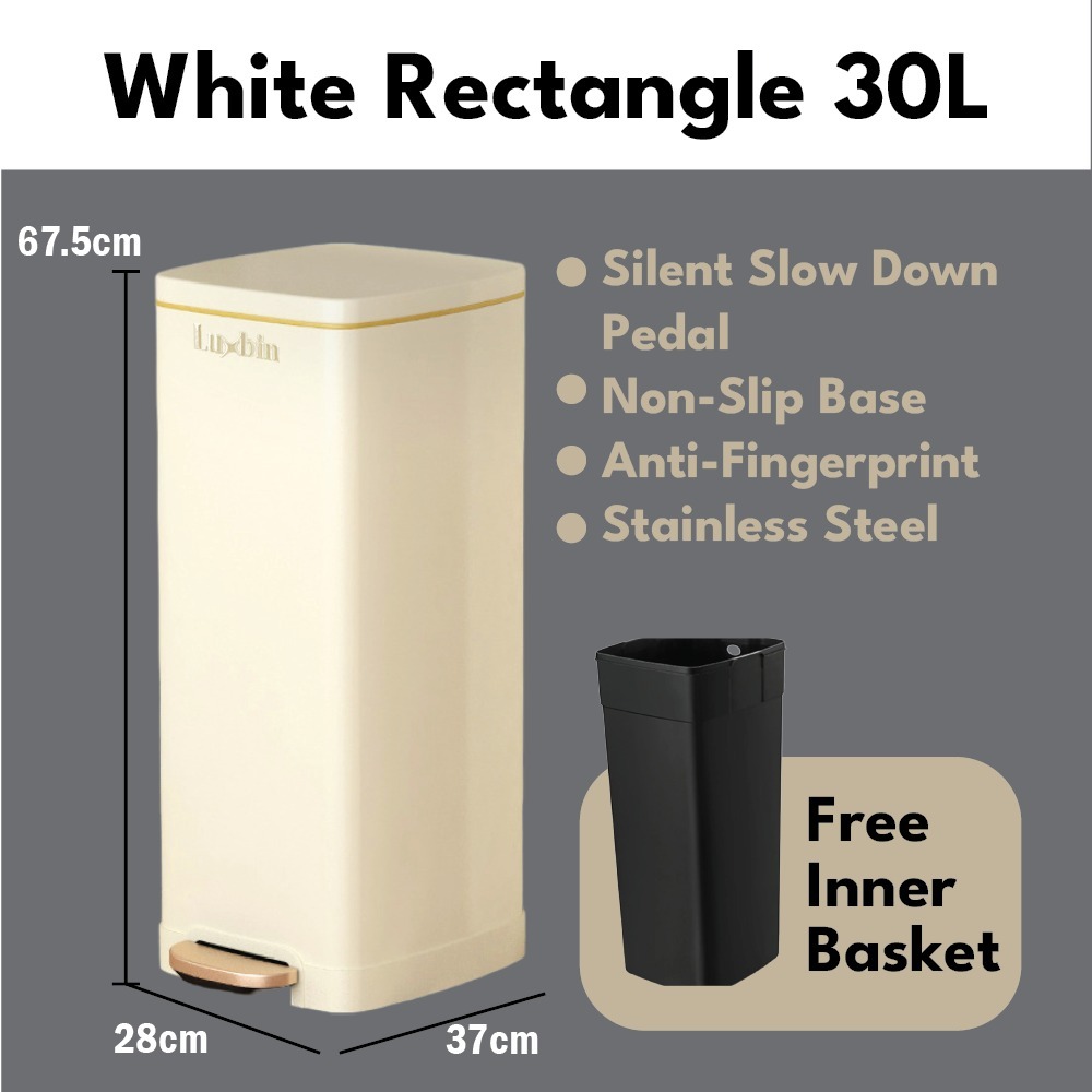 Luxbin™ Dustbin kitchen 30L Tong sampah dapur besar Big rectangle ...