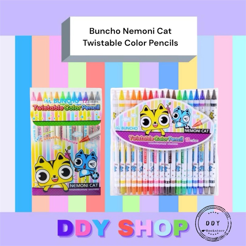 Buncho Nemoni Cat Twistable Color Pencils | Shopee Malaysia