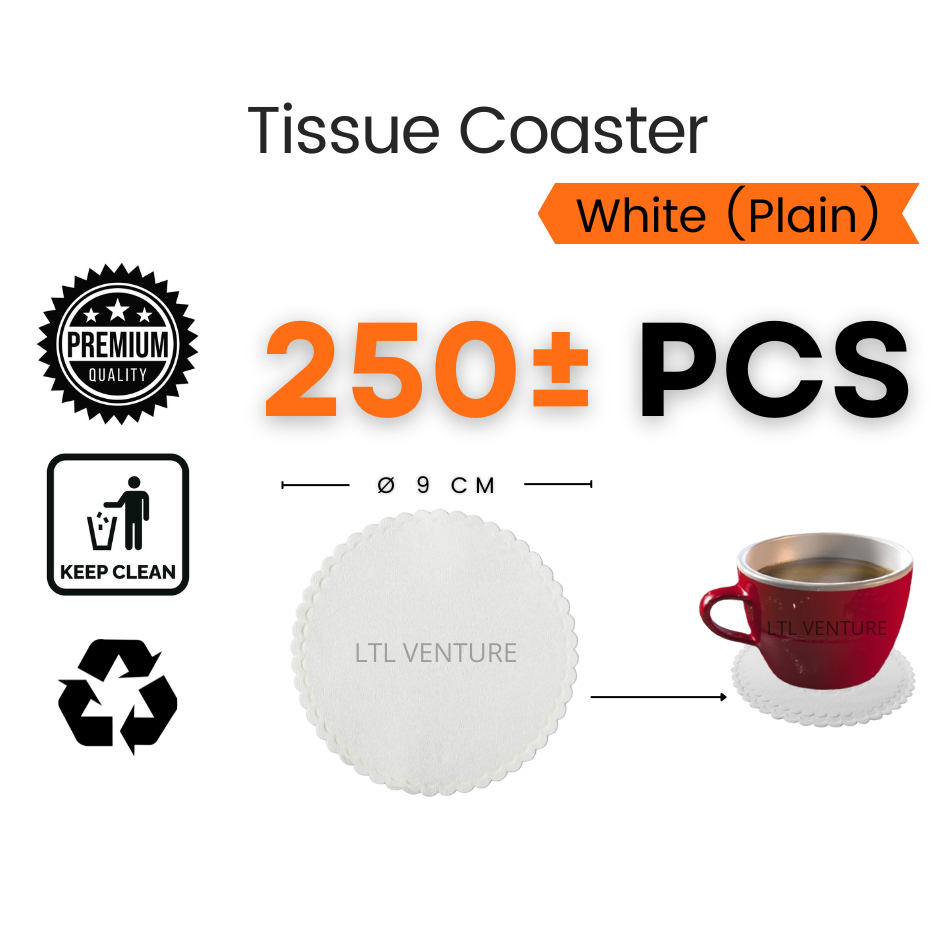 250± Pcs Coaster Drink Tissue Paper Soft Disaposable/White/Plain/9cm ...