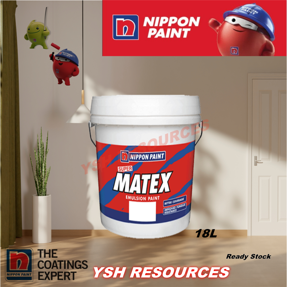 18L Nippon Paint - Super Matex 9102 White / Cat Ceiling /Dinding ...
