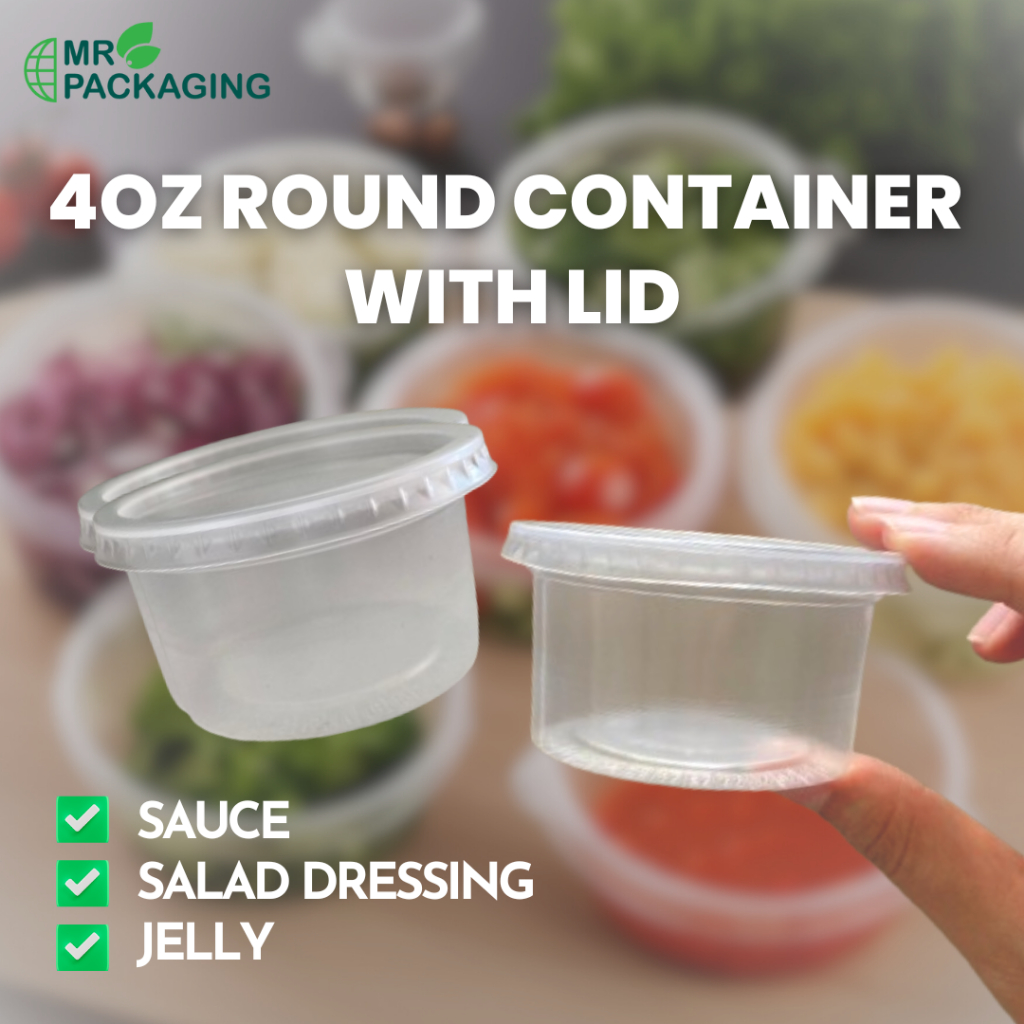 4oz Disposable PP Plastic Round Food, Sauce ,Jelly Container,Cup with Lid/Bekas Dadih,Jeli,Bulat ...