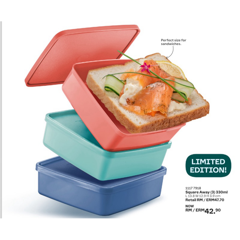 Tupperware Square Away 330ml 3pcs /140ml 3pcs | Shopee Malaysia