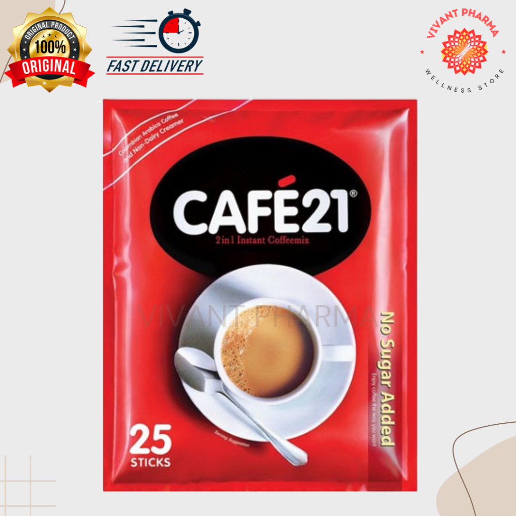 Cafe21 No Sugar Added 2 in 1 Instant Coffee Mix 300g (12g x 25 Sticks ...