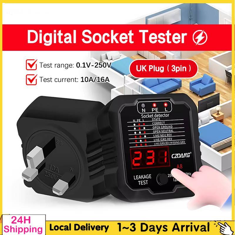 🔥New 10-16A Socket Tester Electric Leakage Finder With Voltage Display ...