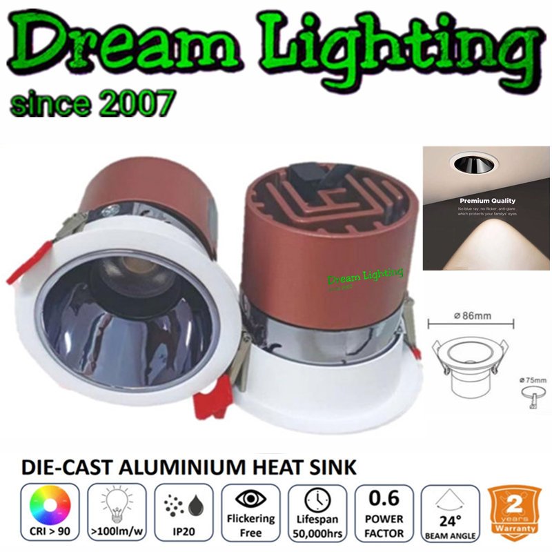 Dream Lighting Anti Glare 12W LED Eye ball Recessed Spotlight LED ...