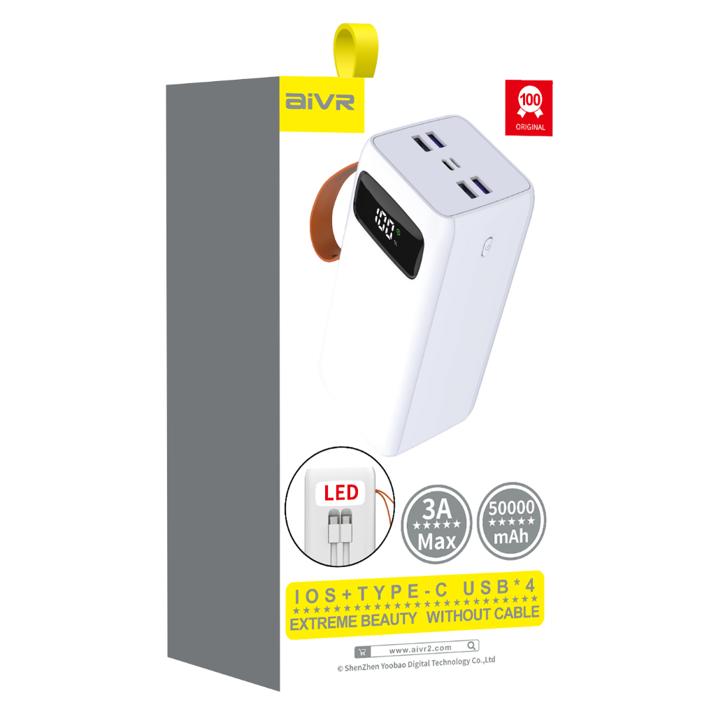 AIVR Y137 50000mAh 22.5W PD+QC 3 USB Type-C / Micro / Lighting Fast ...