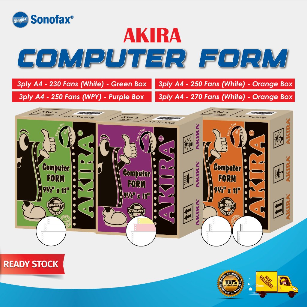 AKIRA Computer Form 3 Ply A4 - NCR BCF Black Image (9.5" x 11 ...
