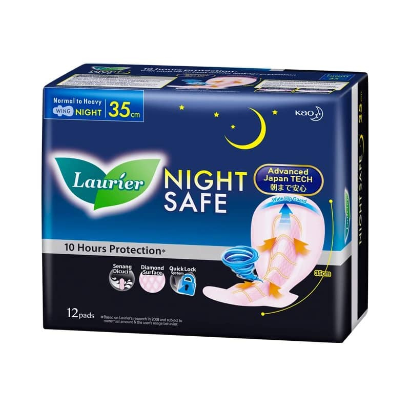 Laurier Night Safe Wings 35cm 12pads Laurier Night Safe with Safety ...