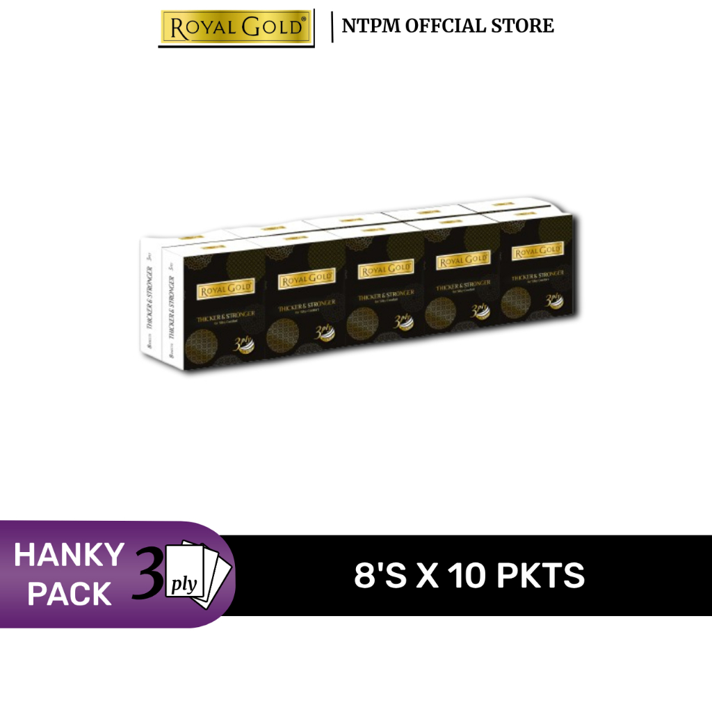 Royal Gold Luxurious (White) Hanky Pack 3 PLY (8's x 10 Packets ...