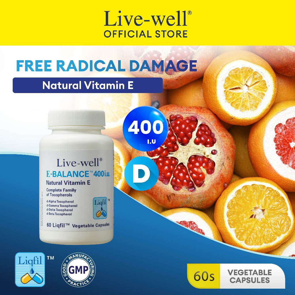 Live-well E-Balance 400 i.u Supplement Natural Vitamin E Antioxidant D ...