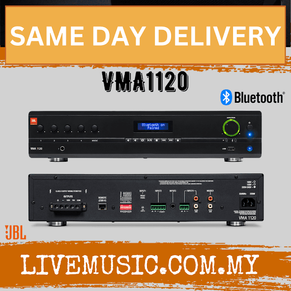 JBL VMA1120 Commercial Series 120W Bluetooth-Enabled Mixer/Amplifier ...
