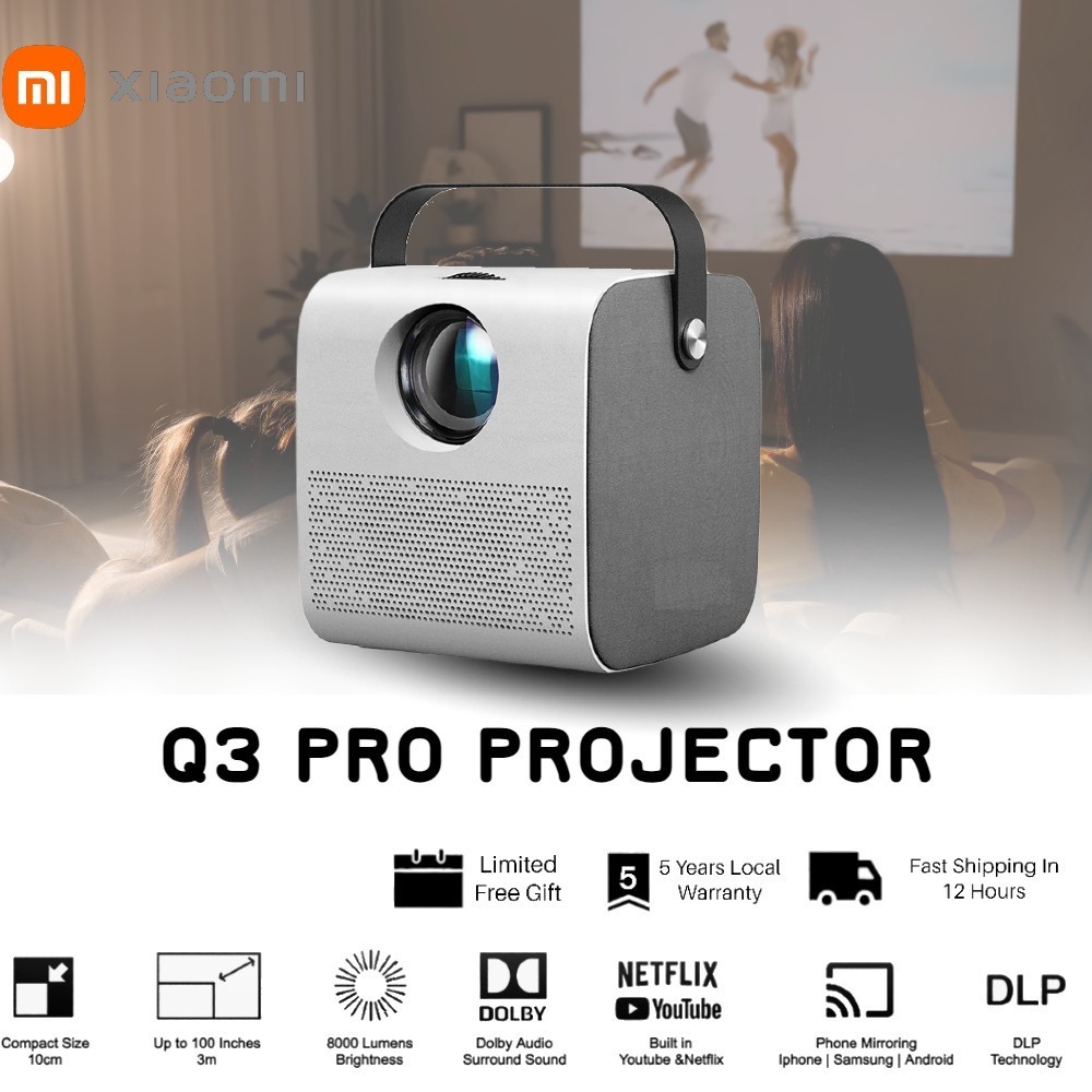 Q3 Pro Projector Mini Portable Projector 4K 7500 Lumens Wifi Home ...