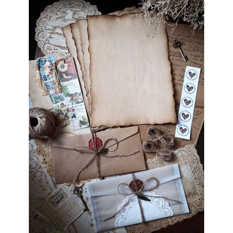 22pcs Handmade Burn Edges Vintage Paper A4 Letter Set 100gsm Aged Paper ...