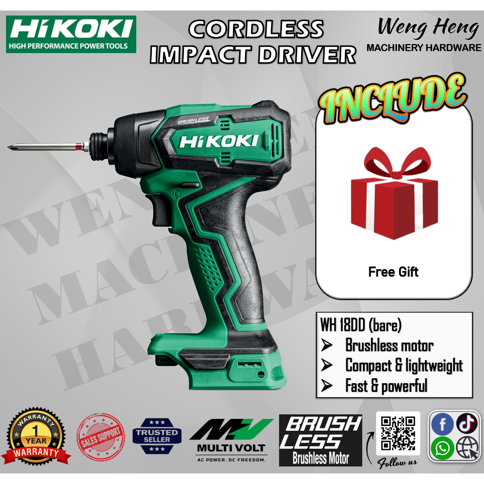 HIKOKI 18V Cordless Impact Driver with Brushless Motor - MODEL WH18DD ...
