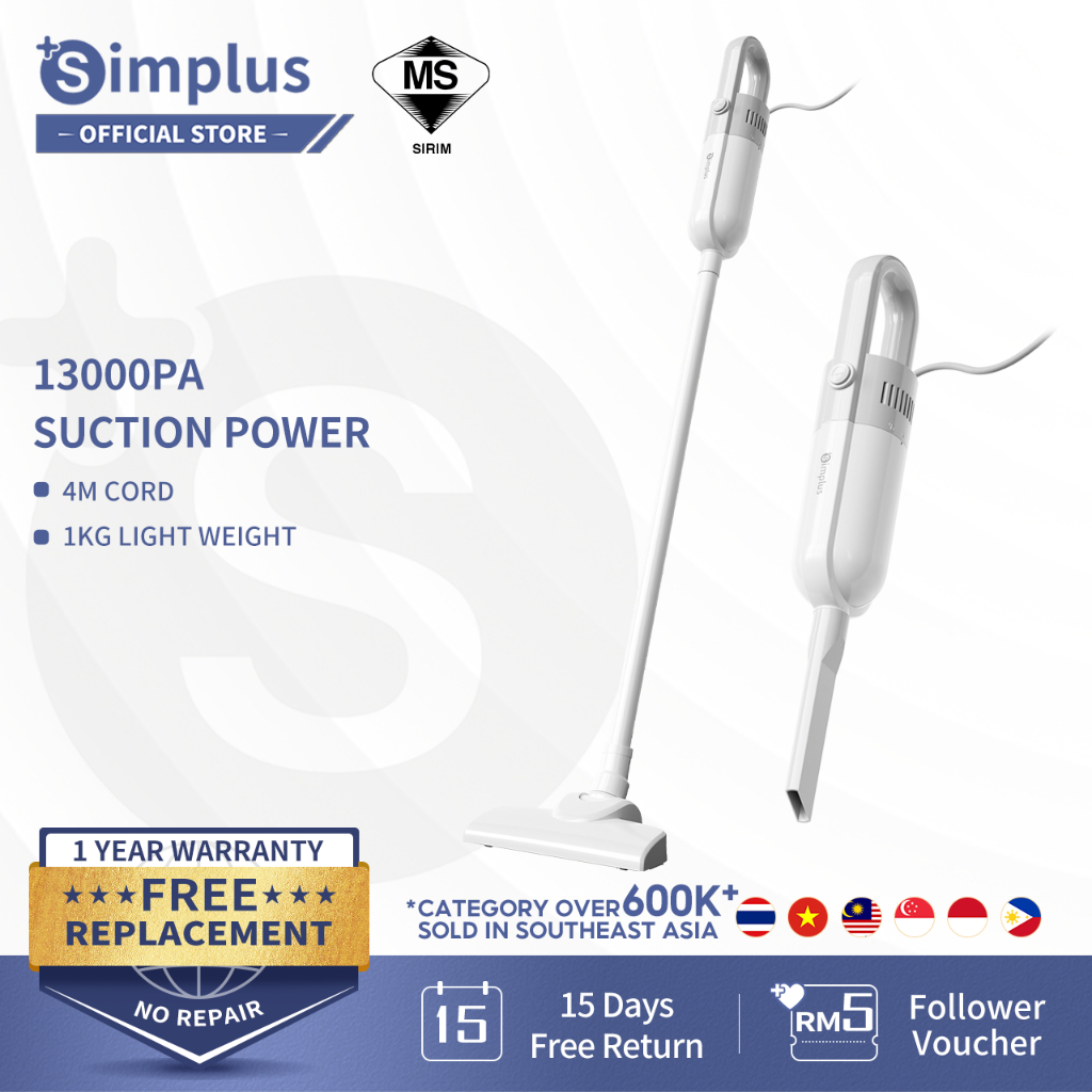 Simplus Vacuum Cleaner 13000PA Strong Suction 1.075KG Ultra Light Weight 400W Power With Crevice ...