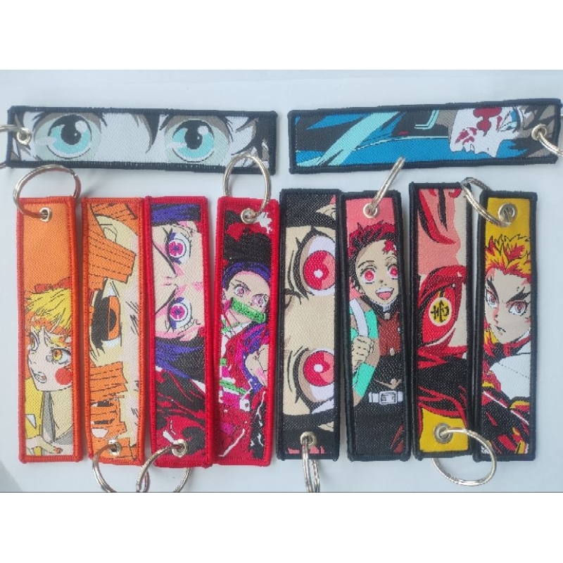 1pcs Anime Demon Slayer double sided embroidered keychain/jet tag/key ...