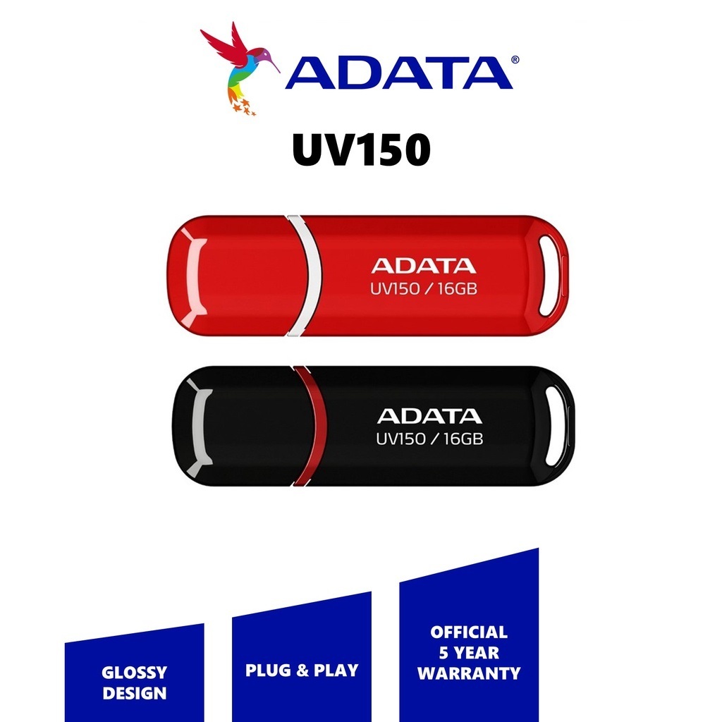 ADATA Pendrive USB3.2 USB Flash Drive UV150 - Black/Red (16GB/32GB/64GB ...