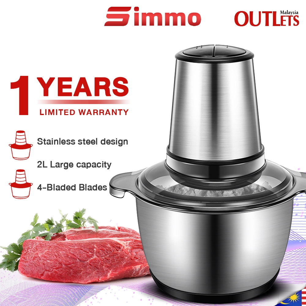 Simmo Electric Meat Grinder 2L Chopper Blender Stainless Steel Food ...