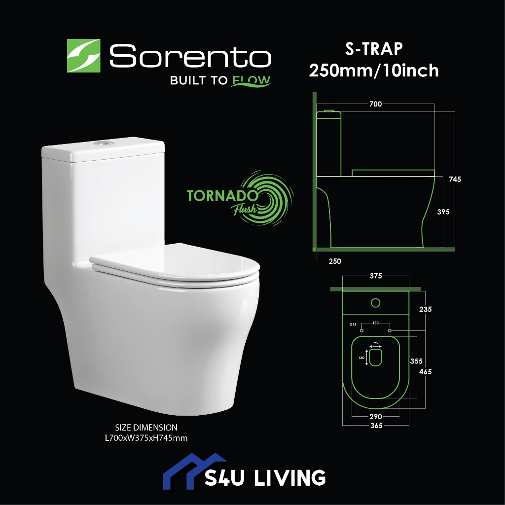 [ Maximum 1 unit per order ] SORENTO CABANA One Piece WC Toilet bowl ...