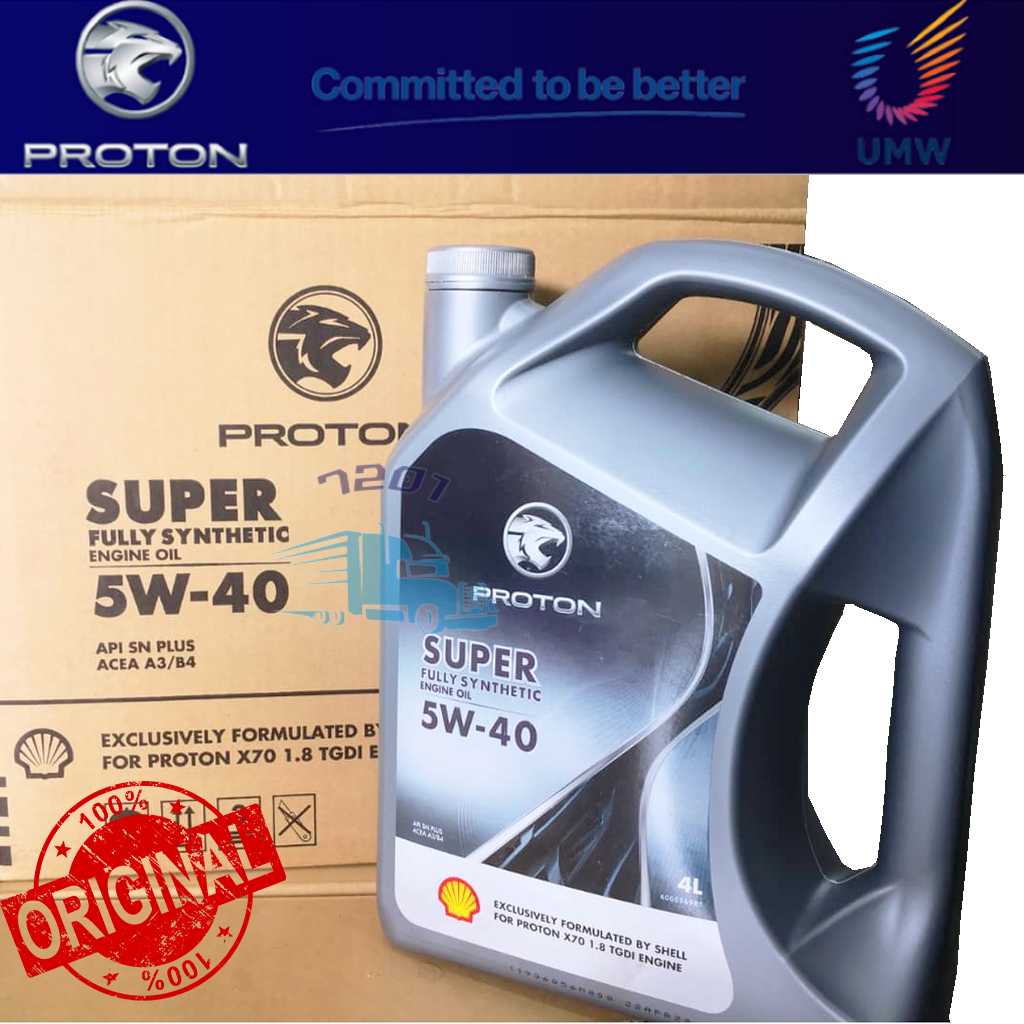 100%Original PROTON SHELL Fully synthetic 5w40 engine oil minyak hitam ...