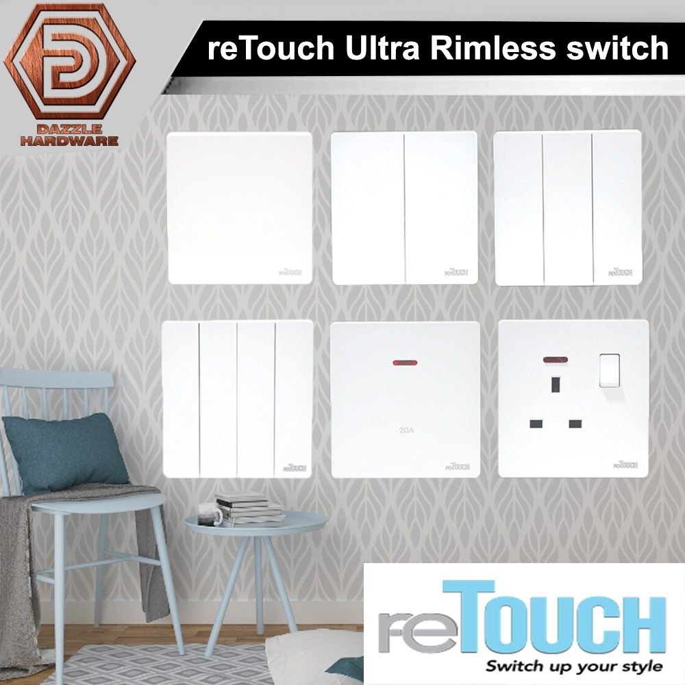 ReTouch Ultra Rimless Switch (white colour) 1 way switch butang lampu ...