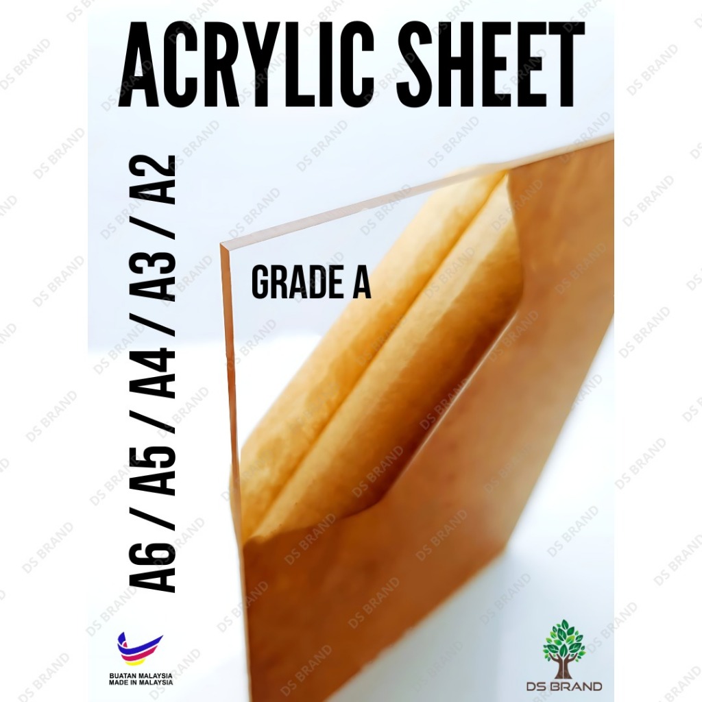 Acrylic Sheet Clear / Perspex Size A6 / A5 / A4 / A3 / A2 Casting Grade ...