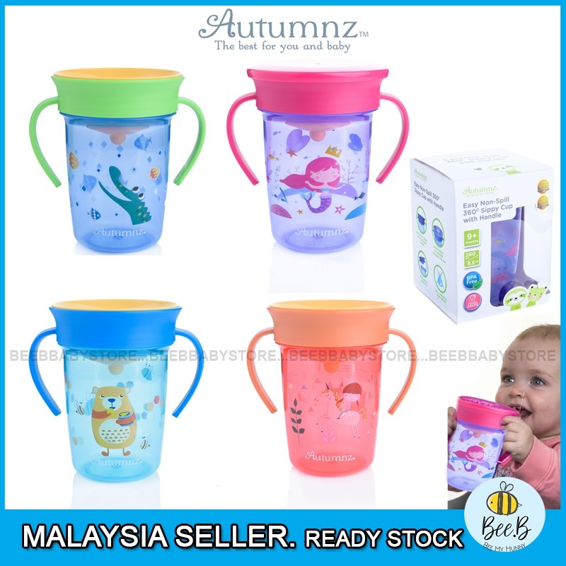 Autumnz Non-Spill 360° Sippy Cup with Handle Baby Learning Drinking Cup ...