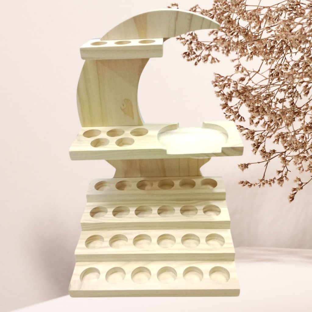 Young Living Doterra Moon Shape Wooden Rack Wood Tray Rak Kayu ...