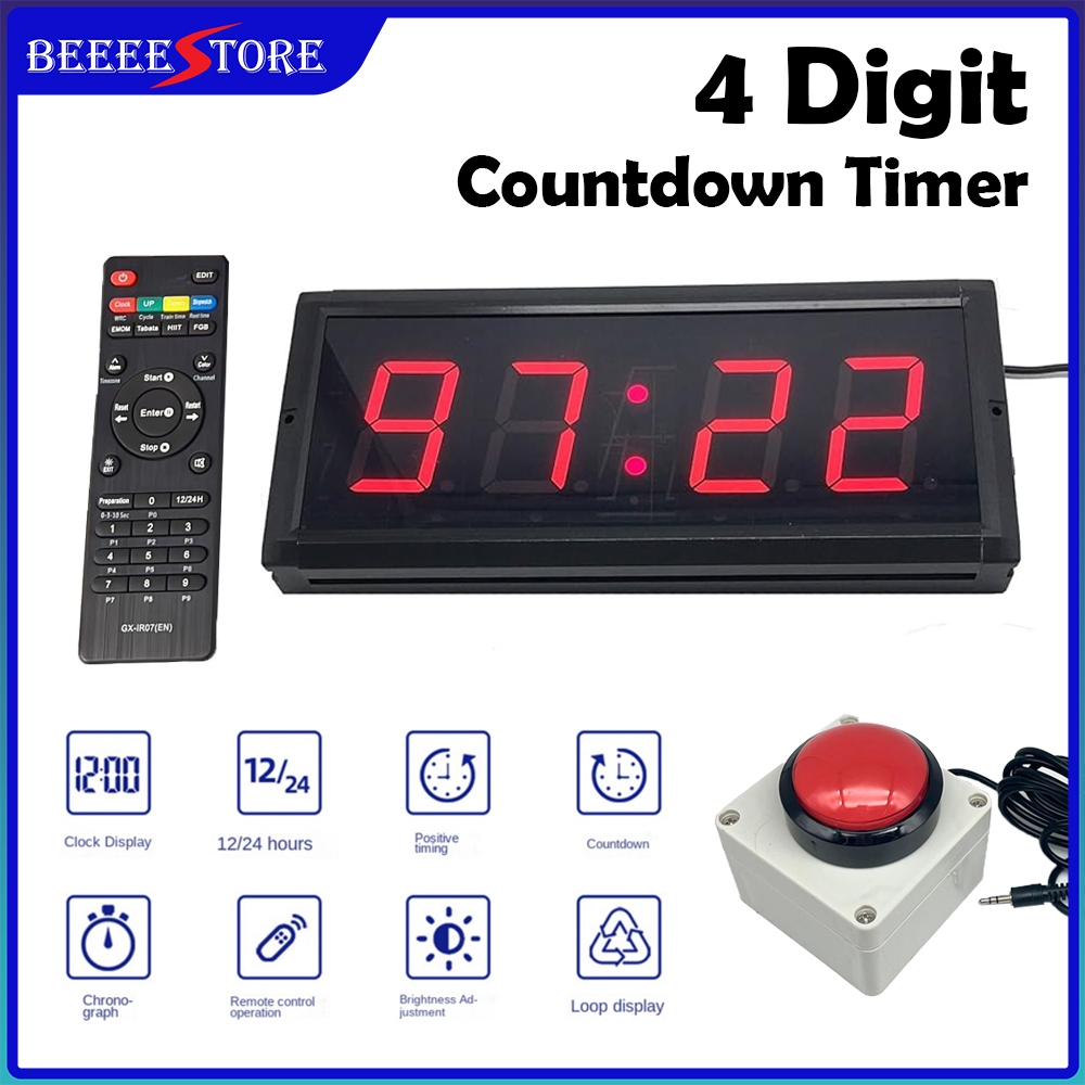 JTT25K - (4 DIGIT) LED Timer Digital Countdown Clock Stopwatch Digital ...