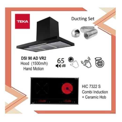Teka DSI 90 AD Hood (1500m3/h) KraftVoll Technology + Induction Hob ...