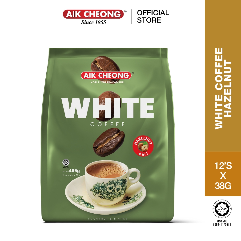 AIK CHEONG White Coffee 4in1 456g (38g x 12 sticks) - Hazelnut | Shopee ...