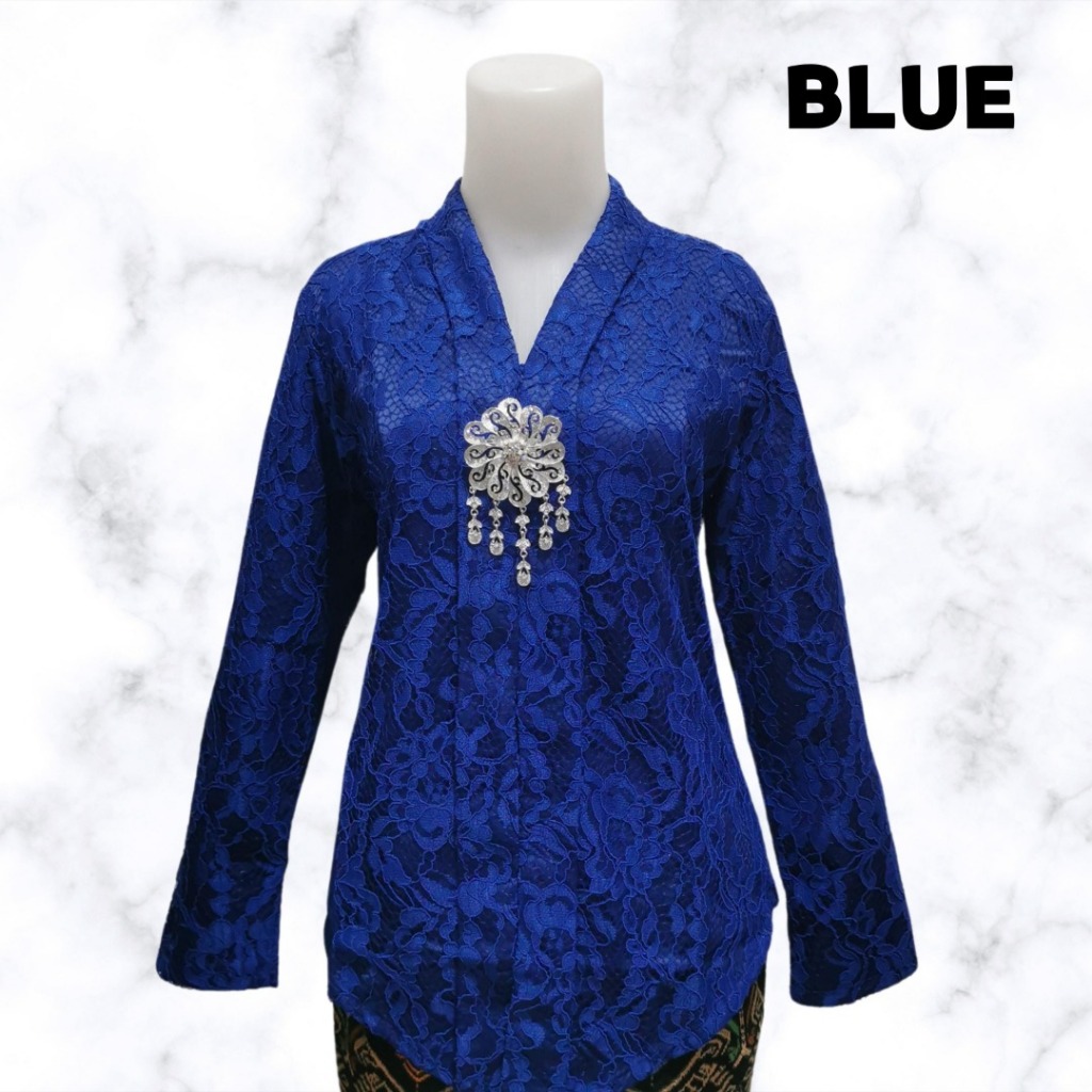 【READY STOCK】Baju Kebaya Lace Biru (Lengan Panjang) | Shopee Malaysia
