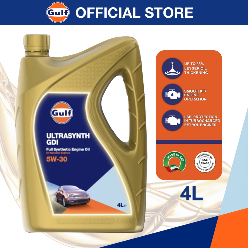 GULF UltraSynth GDI 5W-30 (4L) - Fully Synthetic Car Engine Oil (5W30 ...