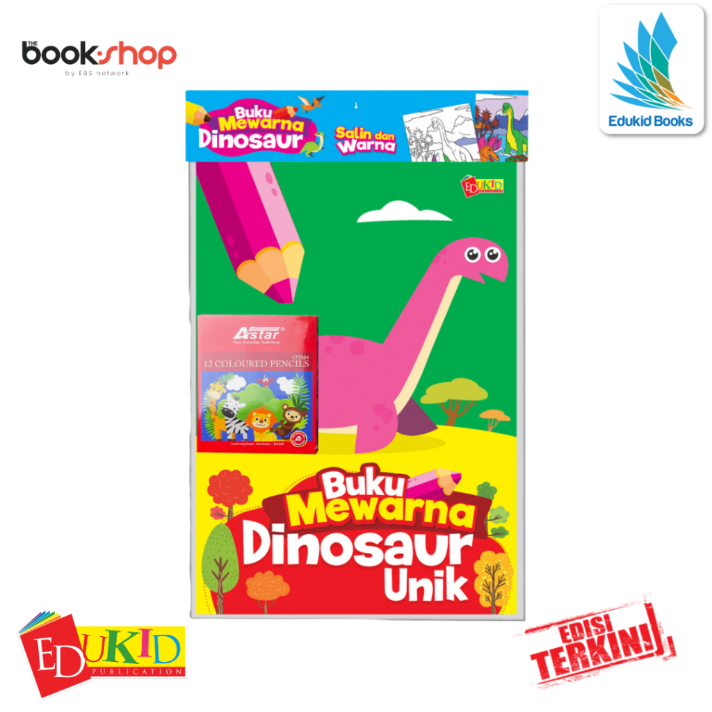 Buku Mewarna - Set Buku Buku Mewarna Dinosaur Unik Free Pencil Colour ...
