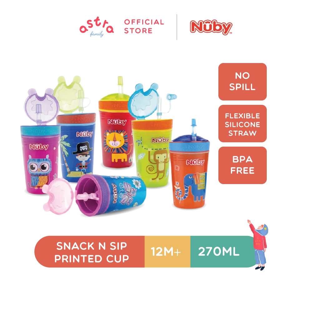 Nuby Snack N Sip Printed Cup with Thin Straw and Snack Cup 12m+ (270ml) NB10436 | Shopee Malaysia