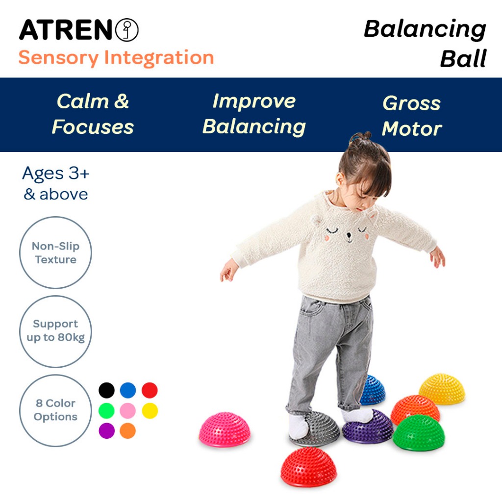 Children Balance Ball Balancing Toys Yoga Gym Ball Sensory Half Ball ...