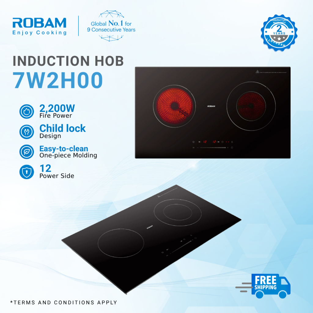 ROBAM Electric Hob With 2 Ceramic Cooking Zone SRB-7W2H00 | Shopee Malaysia