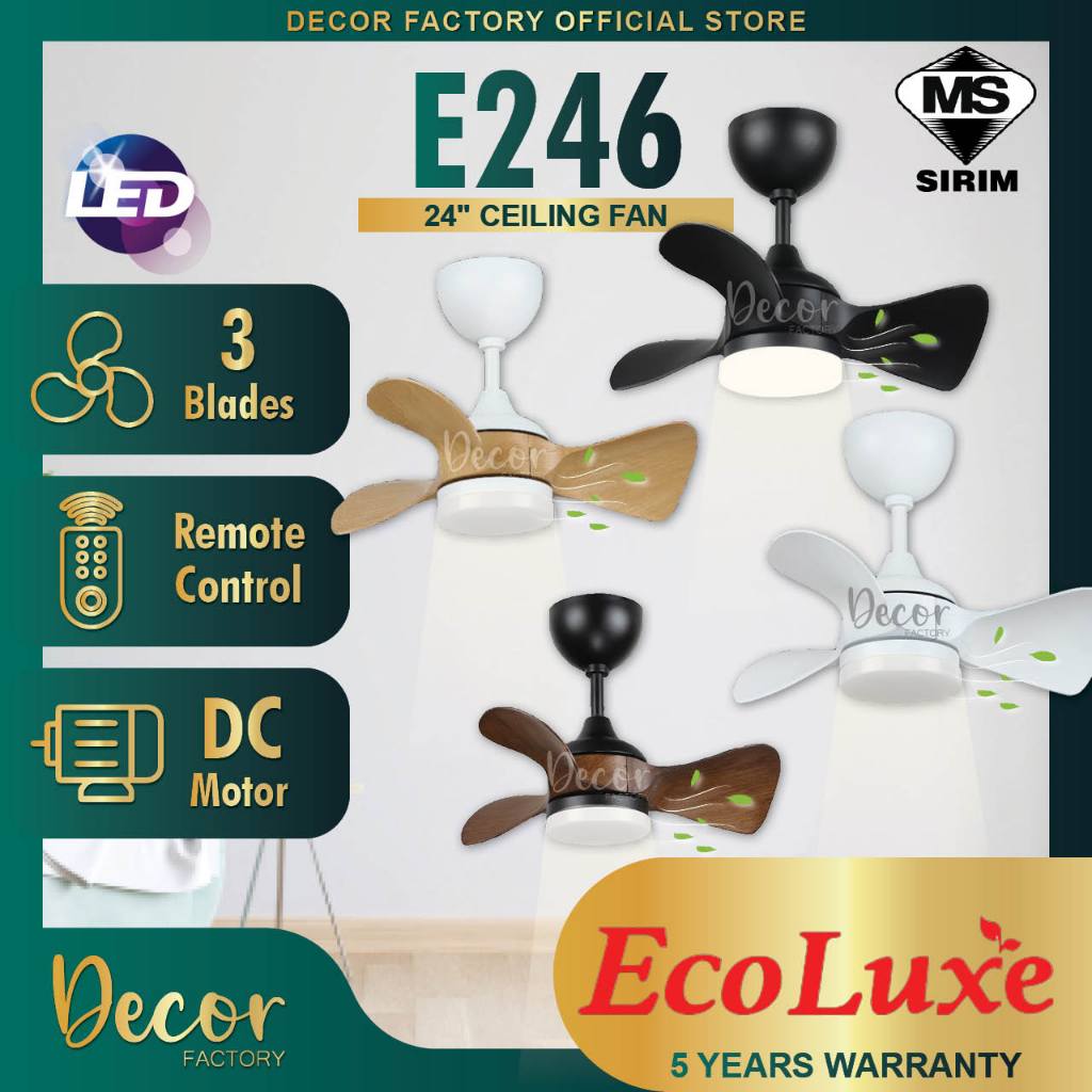 ECOLUXE Baby Fan 24" 6 Speed 3 Blades E246 DC MOTOR 3 Colour LED Light ...