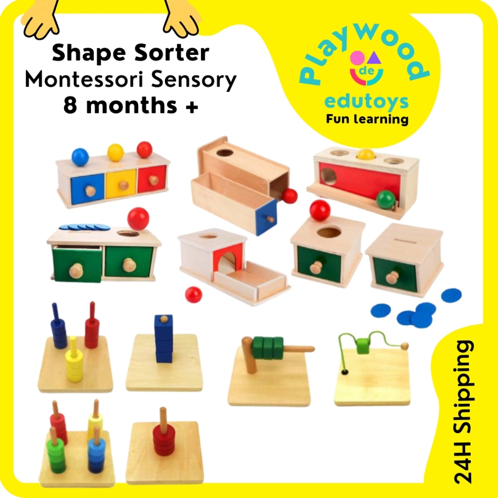[MY Ready Stock] Montessori Sensory Sorting Drop Box Wooden Educational ...