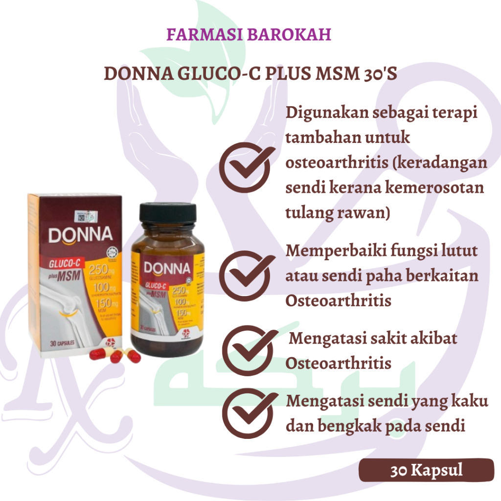 Donna Gluco-C plus MSM 30's | Shopee Malaysia