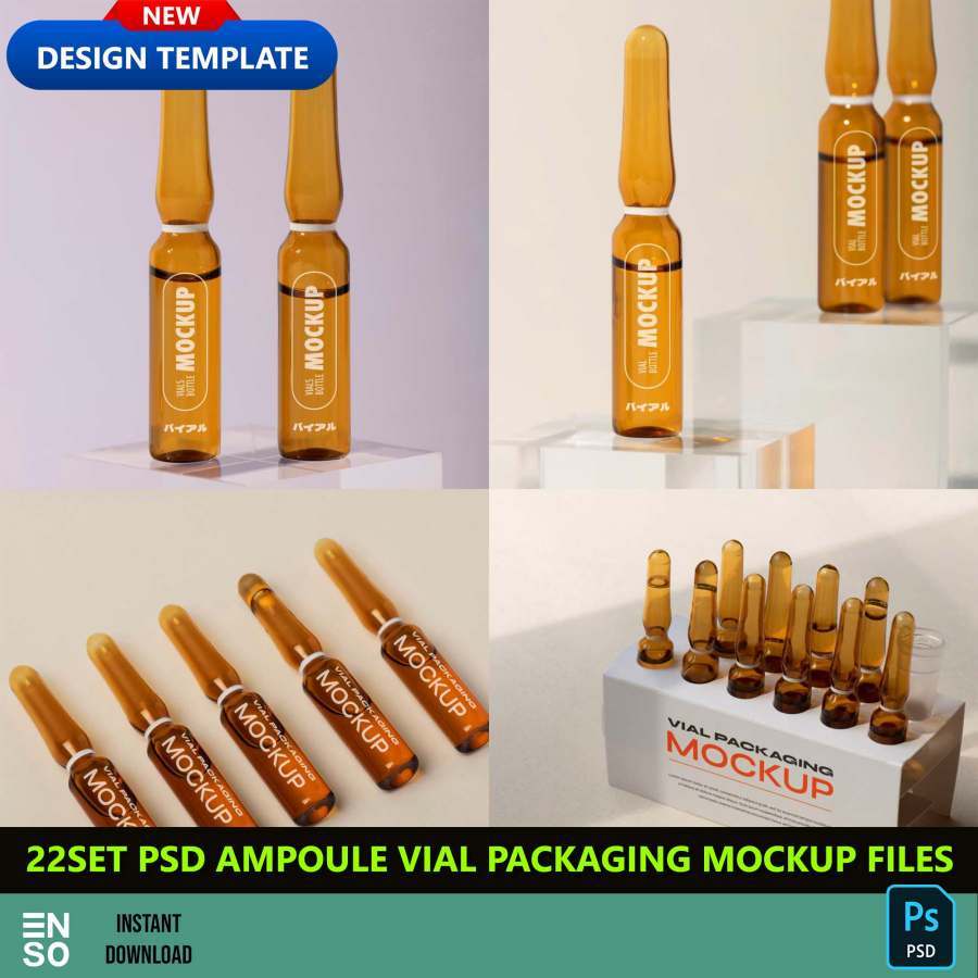 22-Set PSD Ampoule Vial Packaging Mockup | PHOTOSHOP Editable Mockup ...