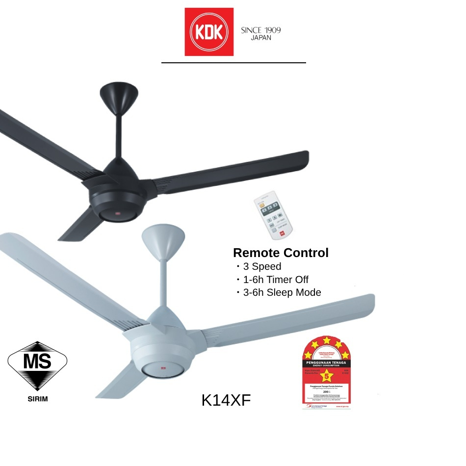 KDK 56" 3 Blades Ceiling Fan with Remote Control | K14XF (Long Pipe ...