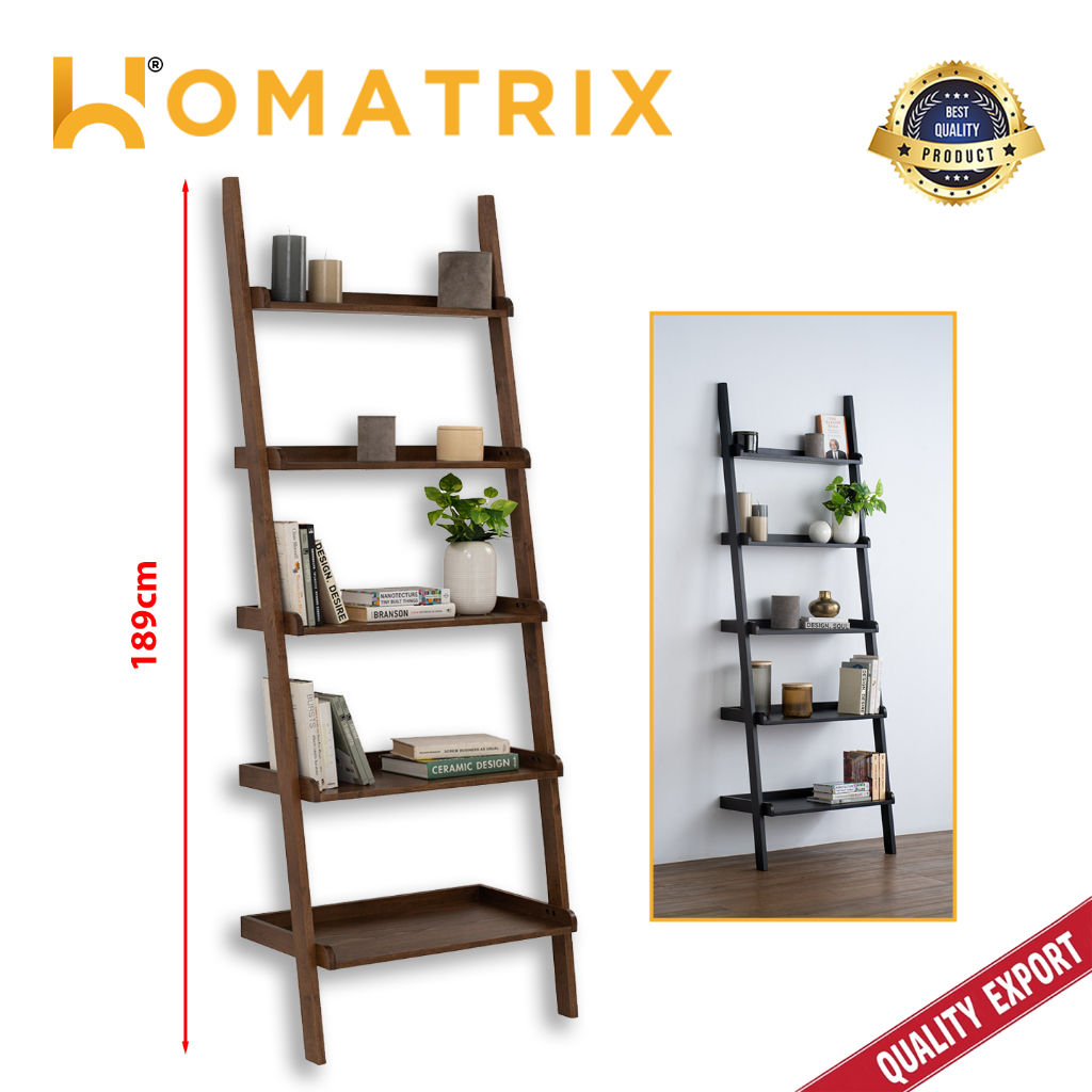 HOMATRIX Ladder Rack Display Leaning Shelf Bookcase Wooden Rak Buku ...