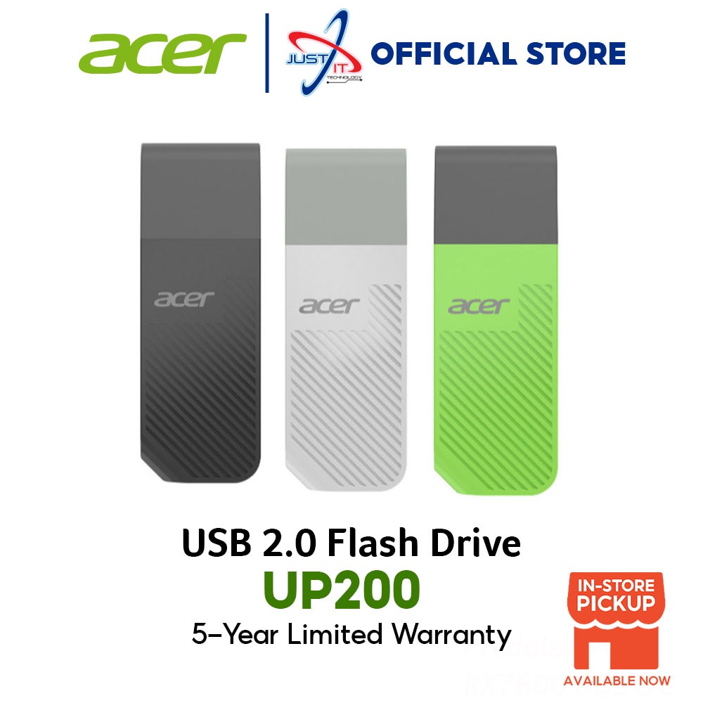 ACER USB 2.0 Flash Drive - Black/Green/White (8GB/16GB) UP200 | Shopee ...